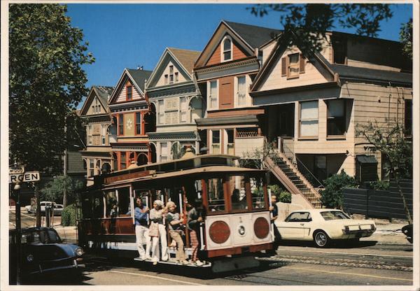Victorian Homes and Cable Car San Francisco, CA Postcard