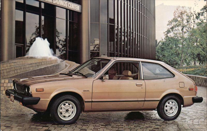 Gold 1977 Honda Accord Hatchback Cars Postcard