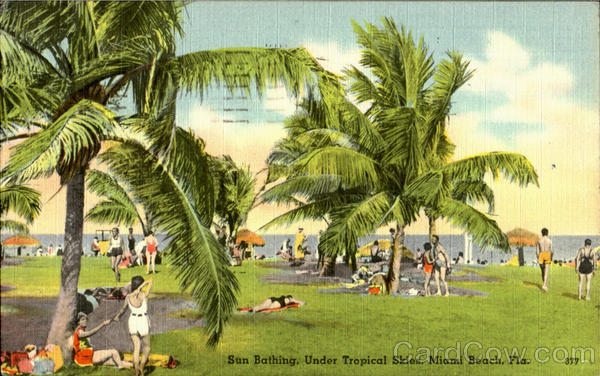Sun Bathing, Tropical Skies Miami Beach, FL