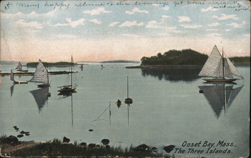 Onset Bay, Mass., The Three Islands Massachusetts Postcard