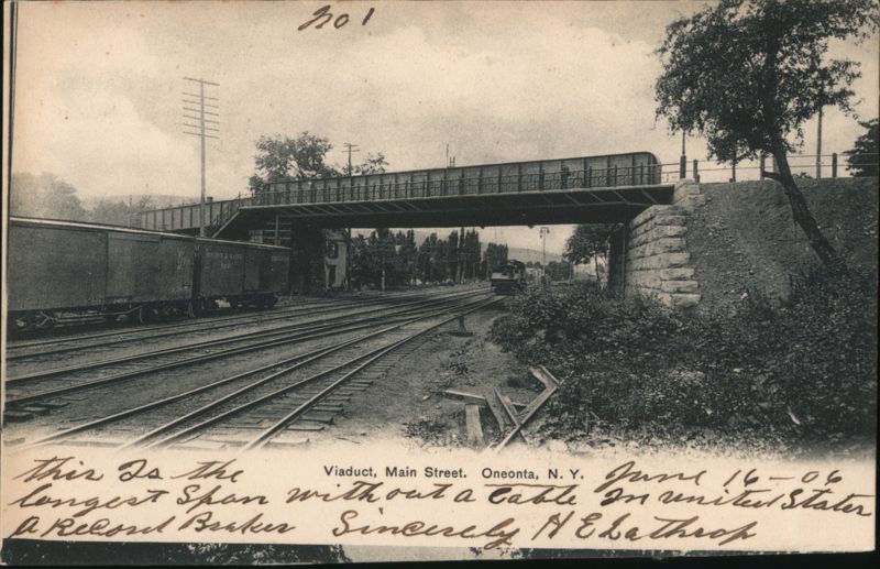 Main Street Viaduct, Oneonta, NY New York Postcard