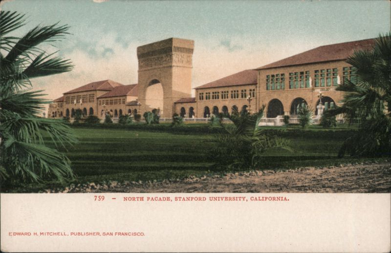 North Facade, Stanford University California Postcard