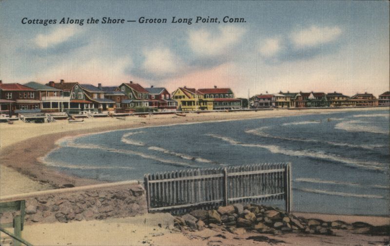 Cottages Along the Shore - Groton Long Point, Conn. Connecticut Postcard