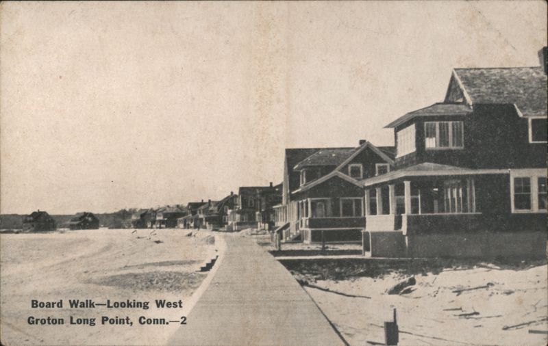 Board Walk - Looking West, Groton Long Point Connecticut Postcard