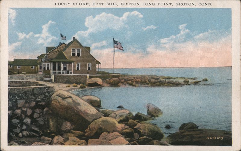 Rocky Shore, East Side, Groton Long Point, Groton, CT Connecticut Postcard