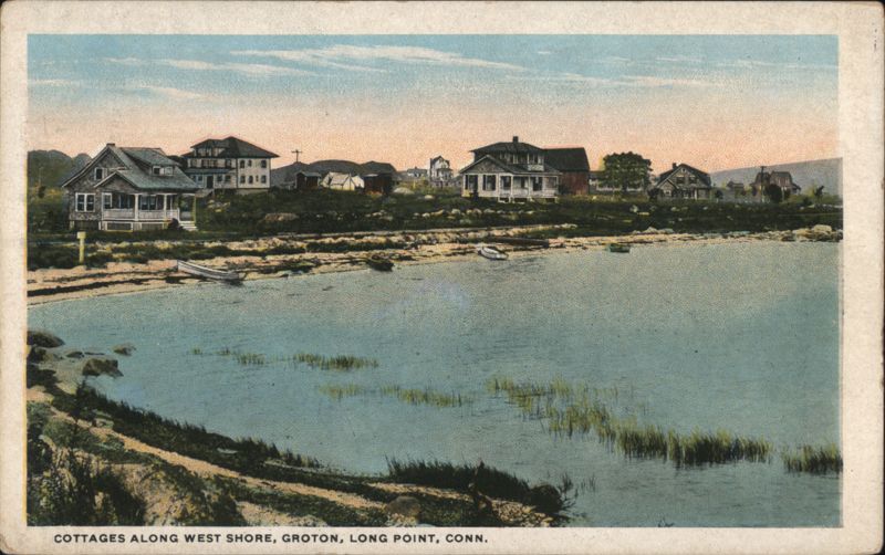 Cottages Along West Shore, Groton Long Point, CT Connecticut Postcard