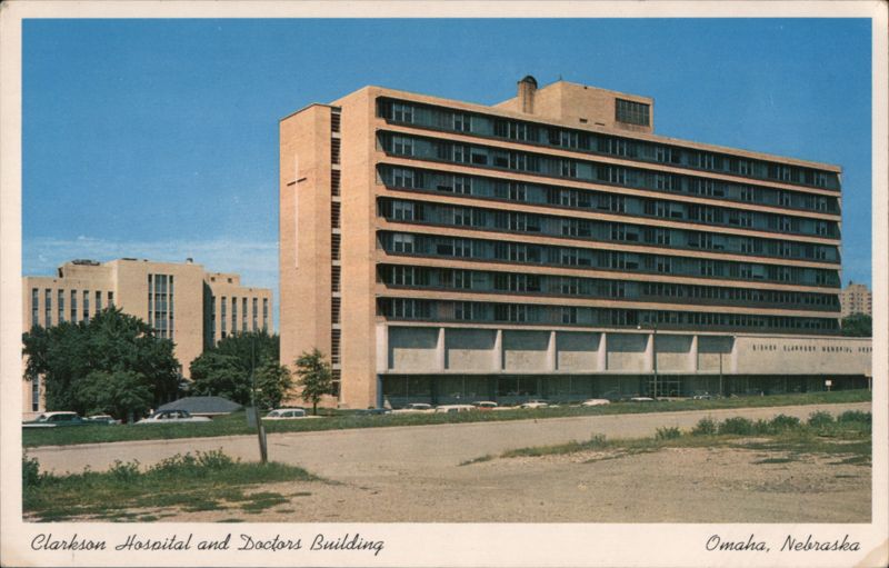 Clarkson Hospital and Doctors Building, Omaha, NE Nebraska Postcard