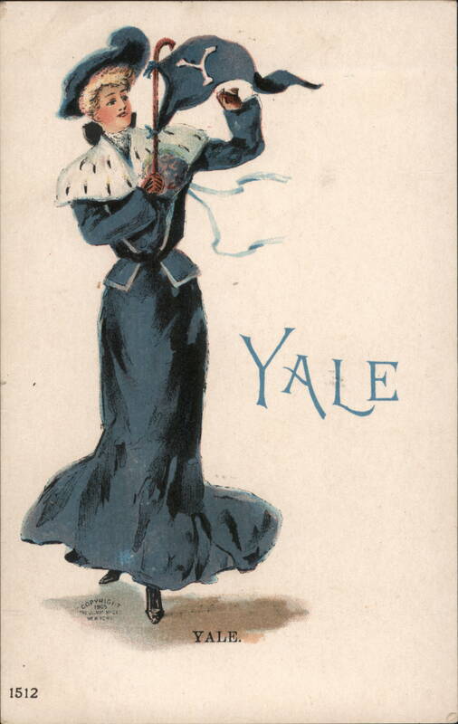Yale College Girl with Pennant and Parasol College Girls Postcard