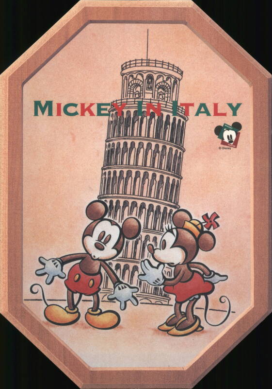 Mickey in Italy - Leaning Tower of Pisa Disney Postcard