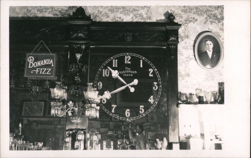 Bonanza Fizz with The Mysterious Clock Advertising Postcard