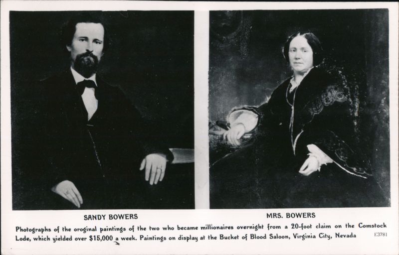 Sandy Bowers and Mrs. Bowers Virginia City, NV Postcard