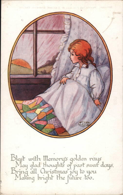 Girl Looking Out Window, Patchwork Quilt, Christmas Poem Children Flora ...