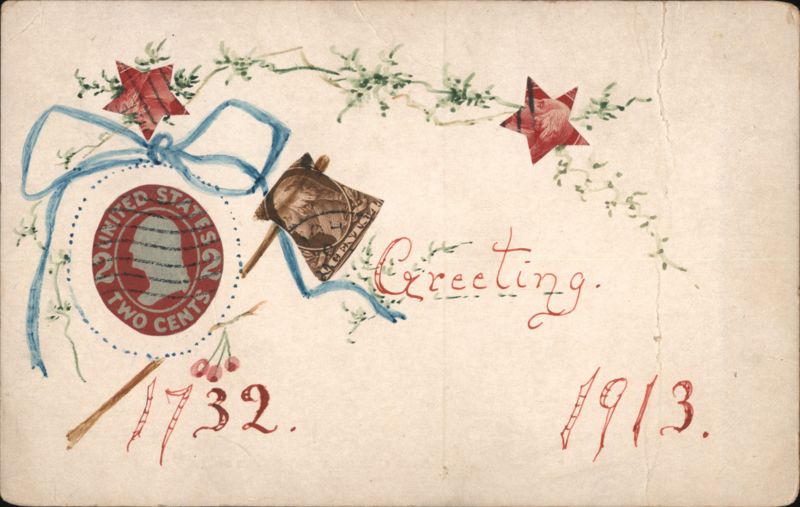 Handmade Greeting Card with Washington Stamp Montage, 1732-1913 ...