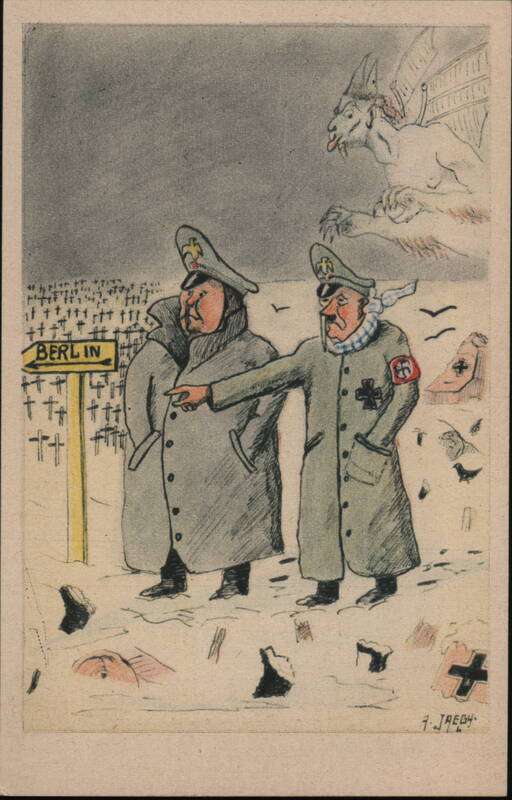 German Soldiers Pointing to Berlin in Snowy Battlefield with Devil ...