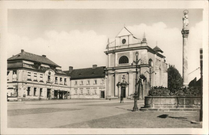 Turnov, Czech Republic - Church and Marian column Czechoslovakia Postcard