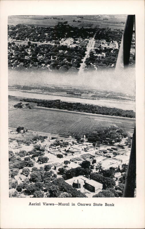 Aerial Views of Onawa, Iowa Postcard