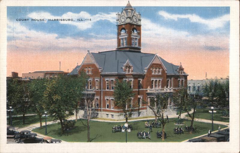 Satine County Courthouse Harrisburg, IL Postcard