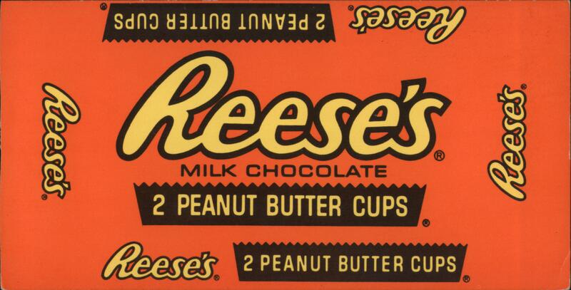 Reese's Milk Chocolate 2 Peanut Butter Cups Wrapper Advertising Postcard