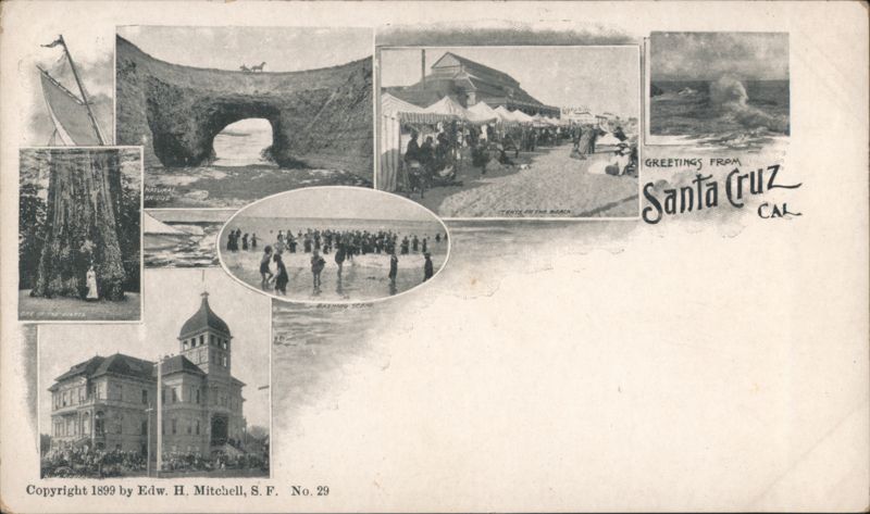 Greetings from Santa Cruz, CA - Multi-View California Postcard