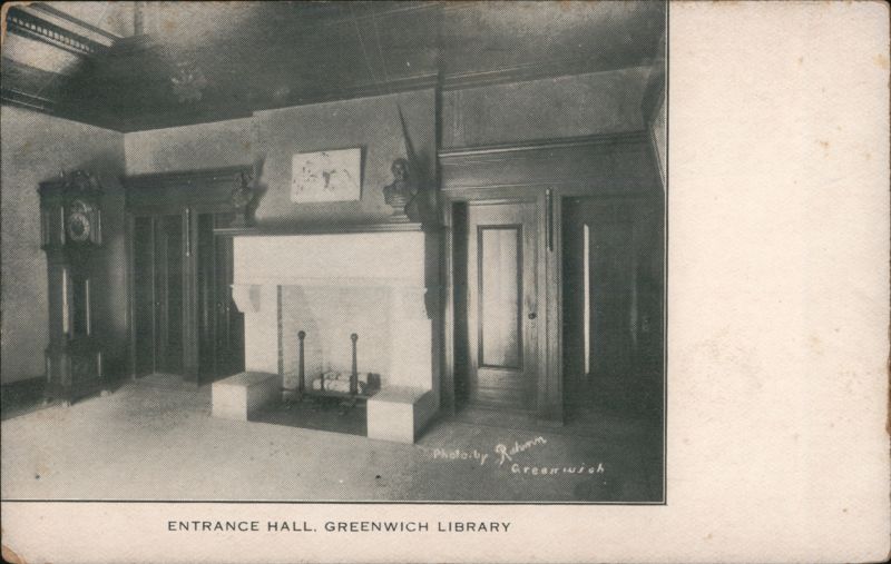 Entrance Hall, Greenwich Library Connecticut Jadwin Postcard