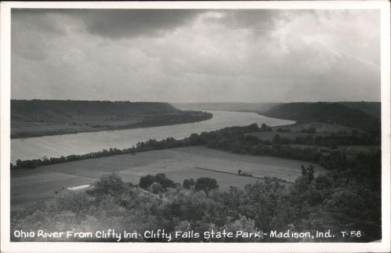 Ohio River, Clifty Inn, Clifty Falls State Park Madison, IN Postcard
