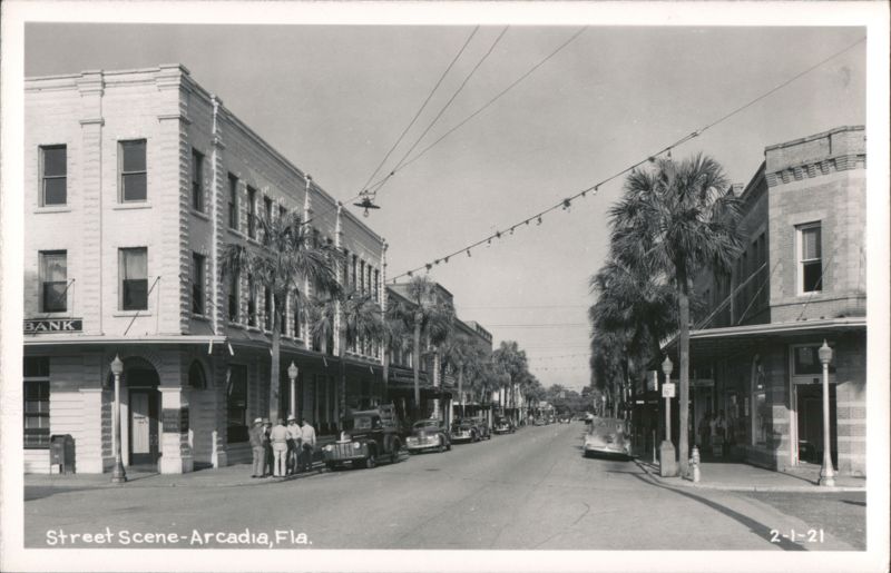 Street Scene in Arcadia, Florida Postcard