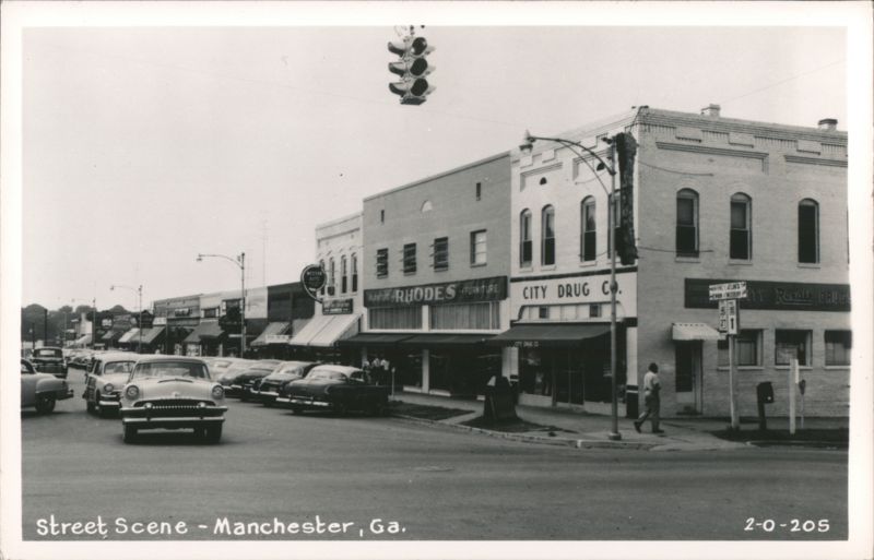 Street Scene in Manchester, Georgia Postcard