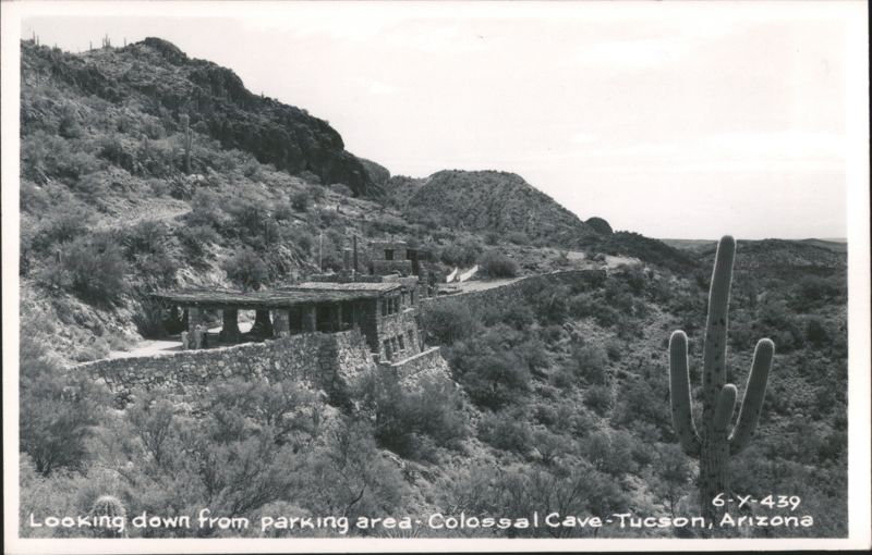 Looking down from parking area, Colossal Cave Tucson, AZ Postcard