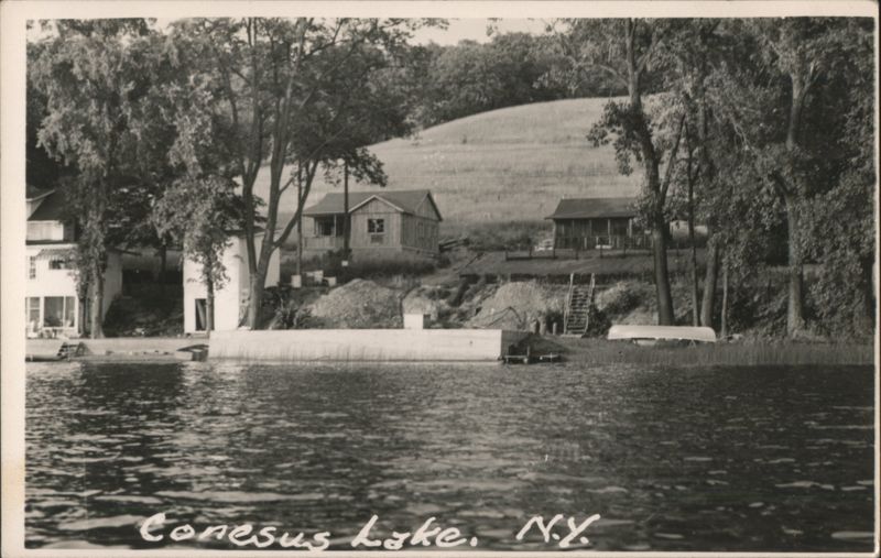 Cottages and Lakefront View, Conesus Lake, New York Postcard