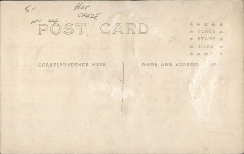 Man in Fedora and Woman in Large Hat Portrait Couples Postcard
