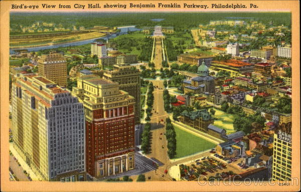 Bird's - Eye View From City Hall, Benjamin Franklin Parkway ...