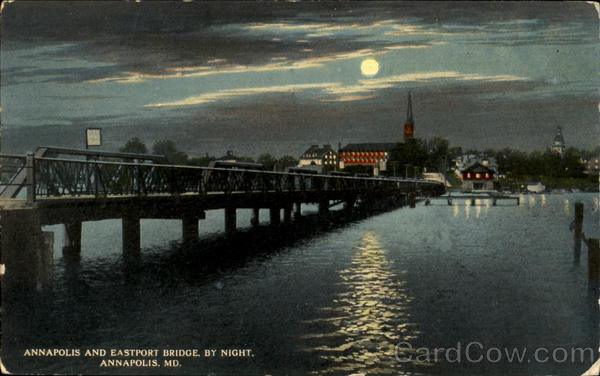 Annapolis And Eastport Bridge By Night Maryland