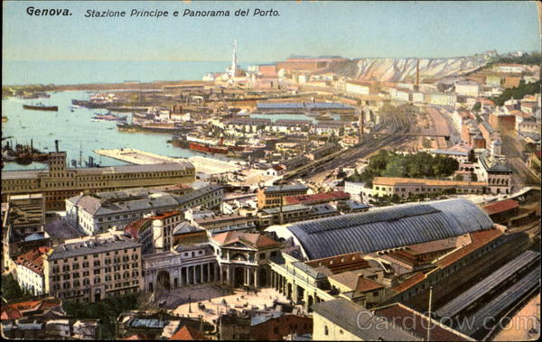 Genova. Stazione Principe e Panorama del Porto Italy