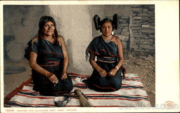 Mother And Daughter Hopi (Moki) Indians Native Americana