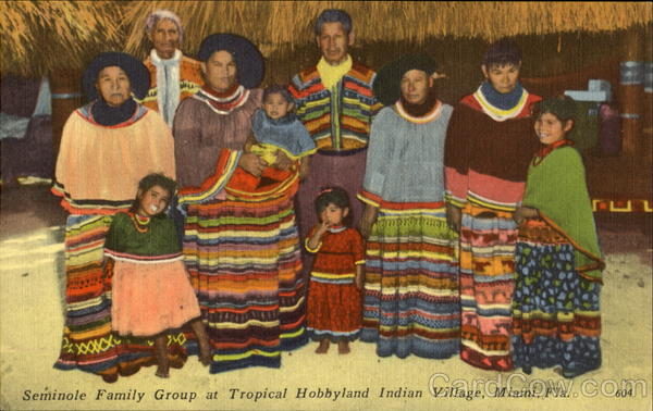 Seminole Family Group At Tropical Hobbyland Indian Village Miami, FL