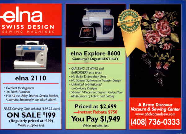 Elna Swiss Design Sewing Machines Modern (1970's to Present)