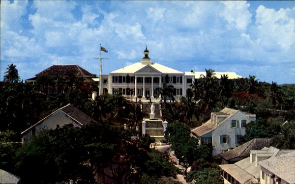 A Front View Of Government House Nassau, Bahamas Caribbean Islands