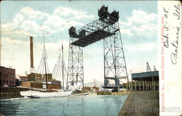 South Halsted Street Lift Bridge Open Chicago, IL
