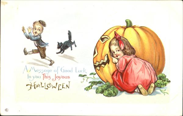 Series 339-F Children A Message Of Good Luck Halloween