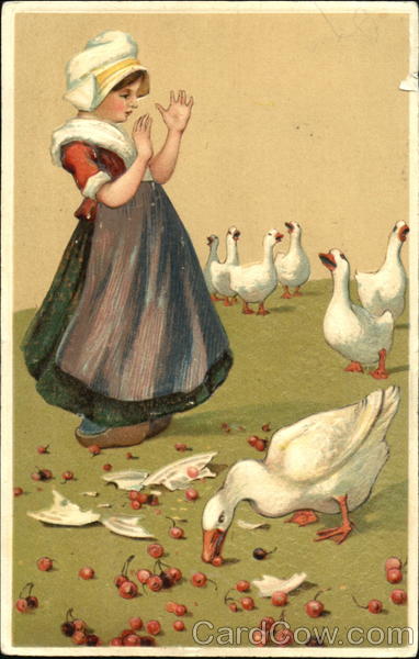 Dutch girl and geese Dutch Children
