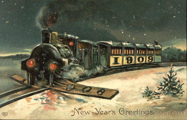 1909 Train New Year's Greetings