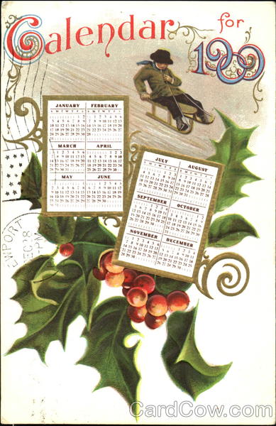 Calendar For 1909 New Year's