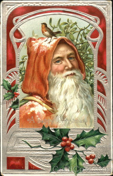 Santa Bust in red robe with hood Santa Claus