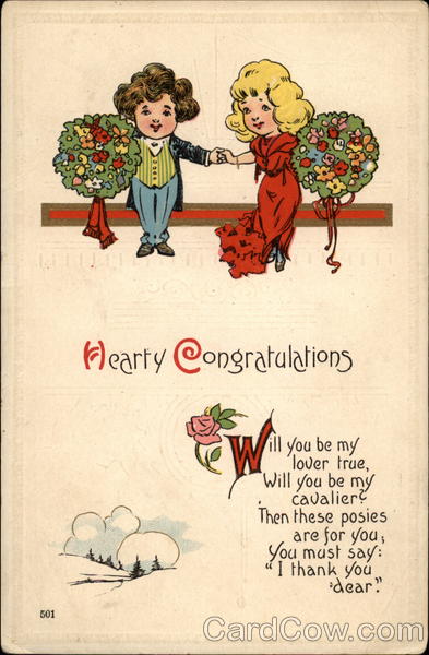 Hearty Congratulations with couple holding hands Romance & Love