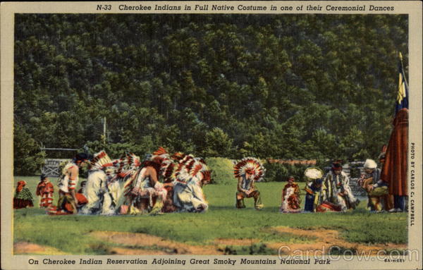 N-33 Cherokee Indians in Full Native Costume in one of their Ceremonial ...