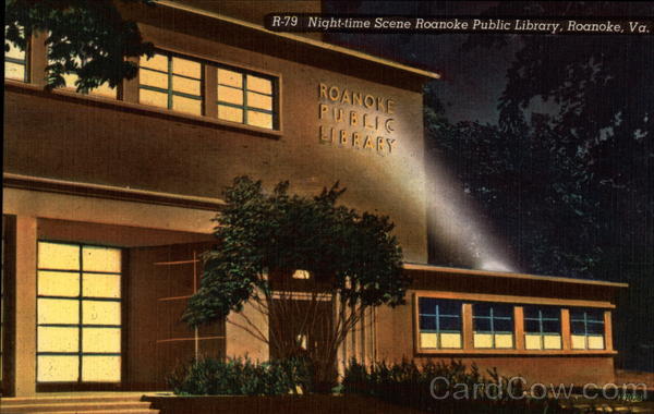 Night Scene Roanoke Public Library Virginia