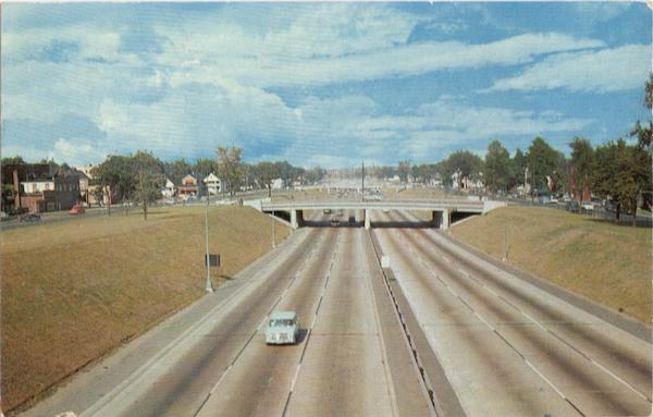 View along Detroit's Expressway Michigan