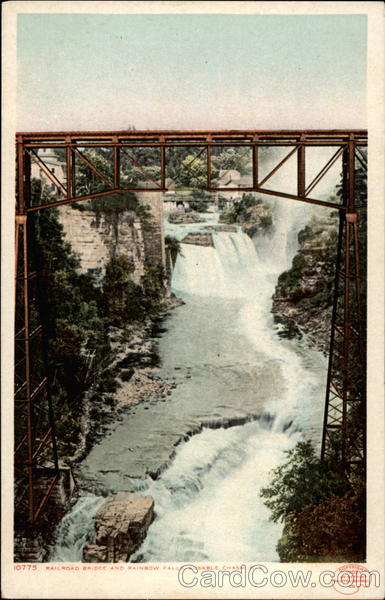 Railroad Bridge and Rainbow Falls Ausable Chasm, NY