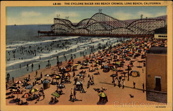 The Cyclone Racer and Beach Crowds Long Beach, CA