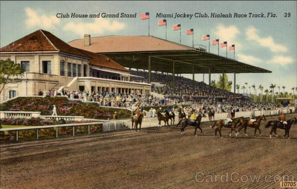 Club House and Grand Stand at Hialeah Race Track Florida
